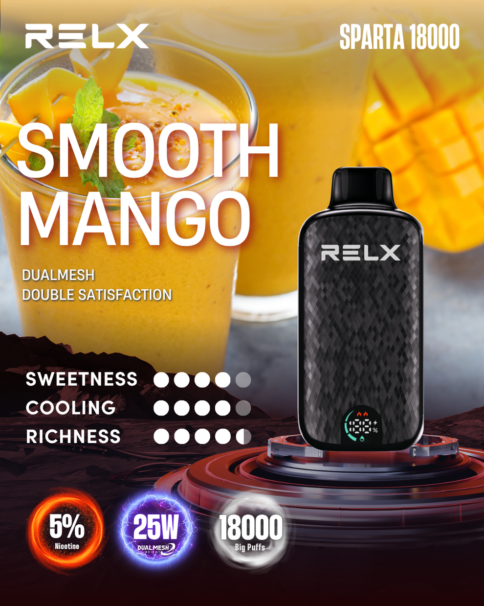 Relx Sparta 18000 Puffs ¨C Disposable Vape | 5% Nicotine, USB-C ...
